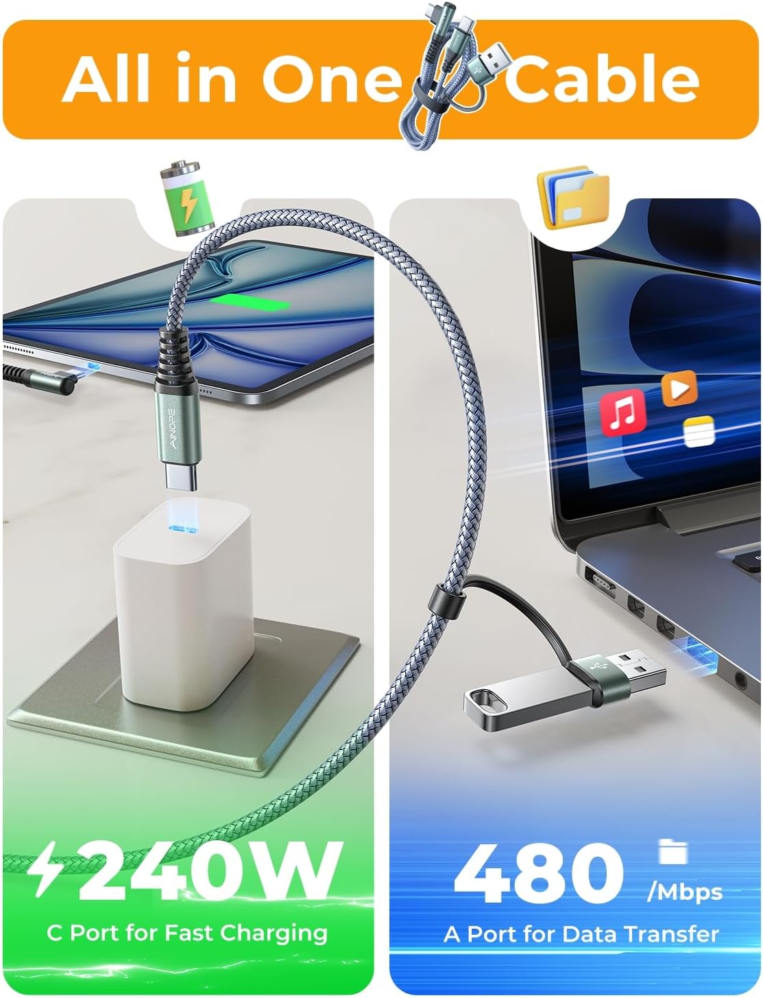 AINOPE 240W 10FT Multi 4 in 1 Charging Cable – AINOPE E-Commerce Ltd